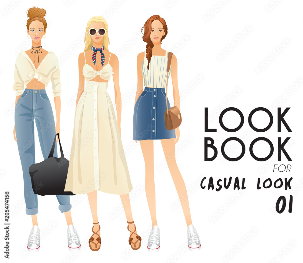 Body Template with Outfits and Accessories for Casual Look : Vector ...