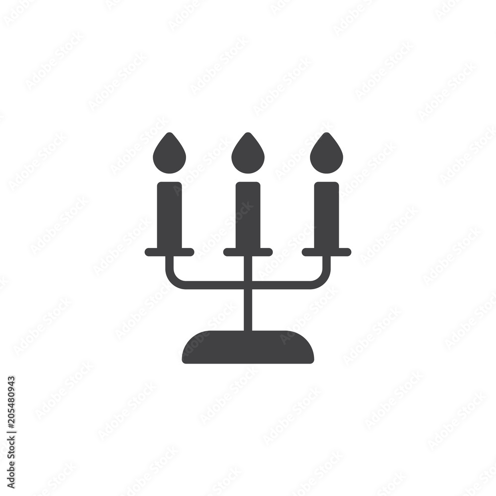 Candlestick vector icon. filled flat sign for mobile concept and web design. Candelabra with ...