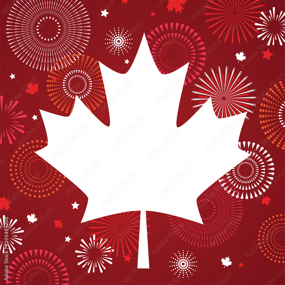 Maple leaf with firework poster for celebrate the national day of ...