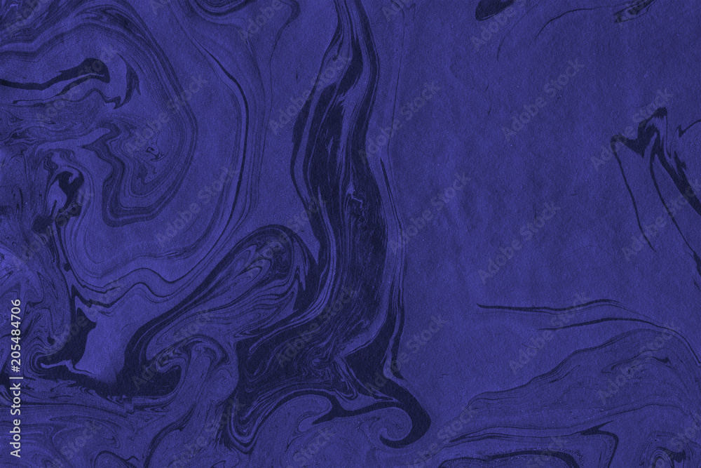 Suminagashi marble texture hand painted with indigo ink. Digital paper ...