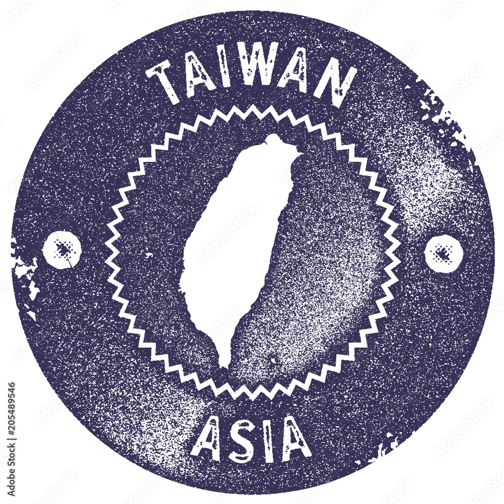 Taiwan map vintage stamp. Retro style handmade label, badge or element ...