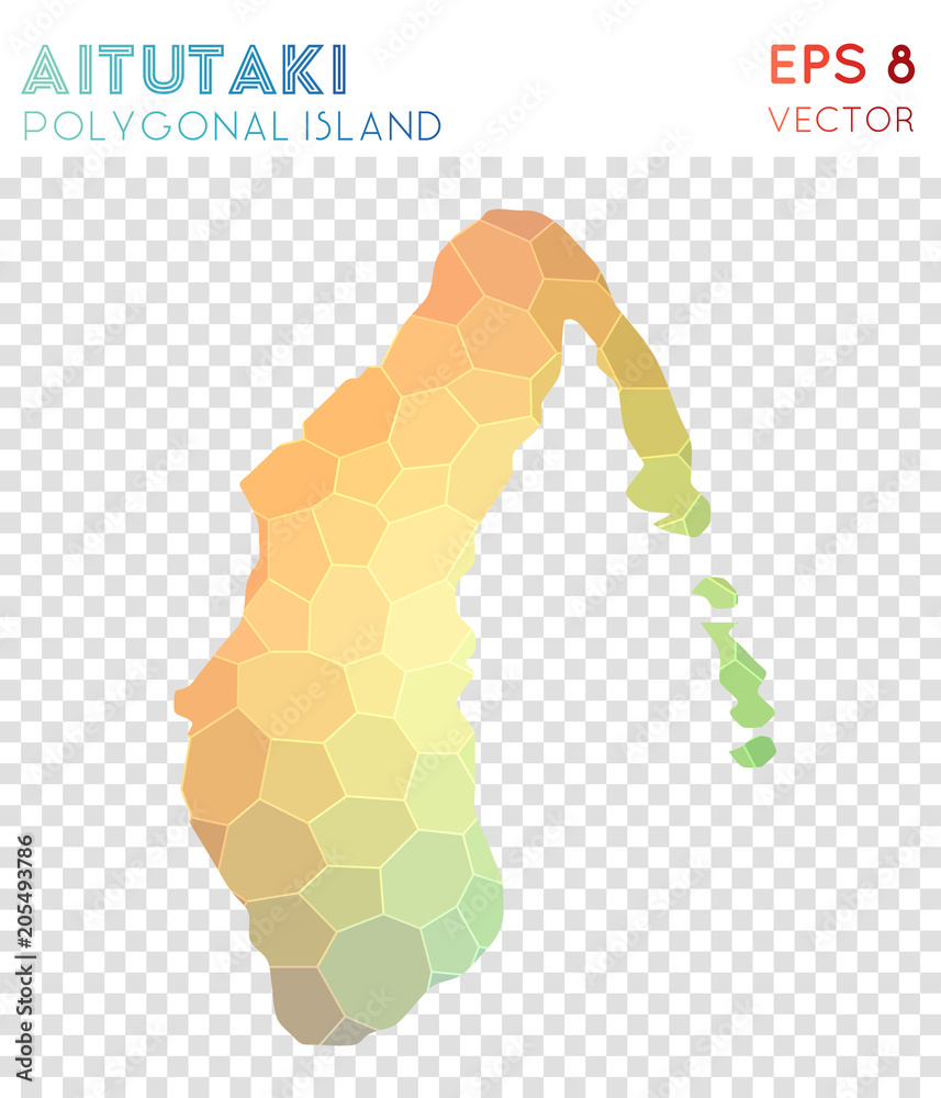 Aitutaki polygonal map, mosaic style island. Fine low poly style ...