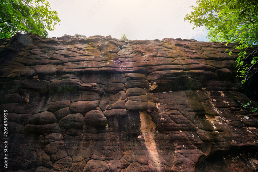 Texture of the natural sandstone cliff in the jungle, Phu Sing, Bueng ...