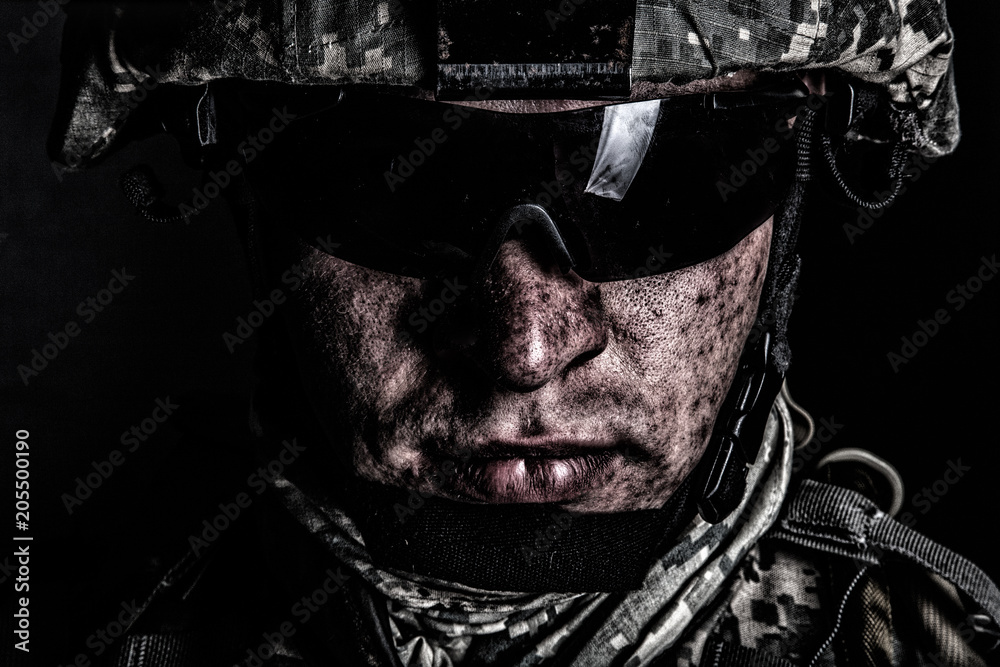 Cropped close up portrait of US special operations forces soldier ...