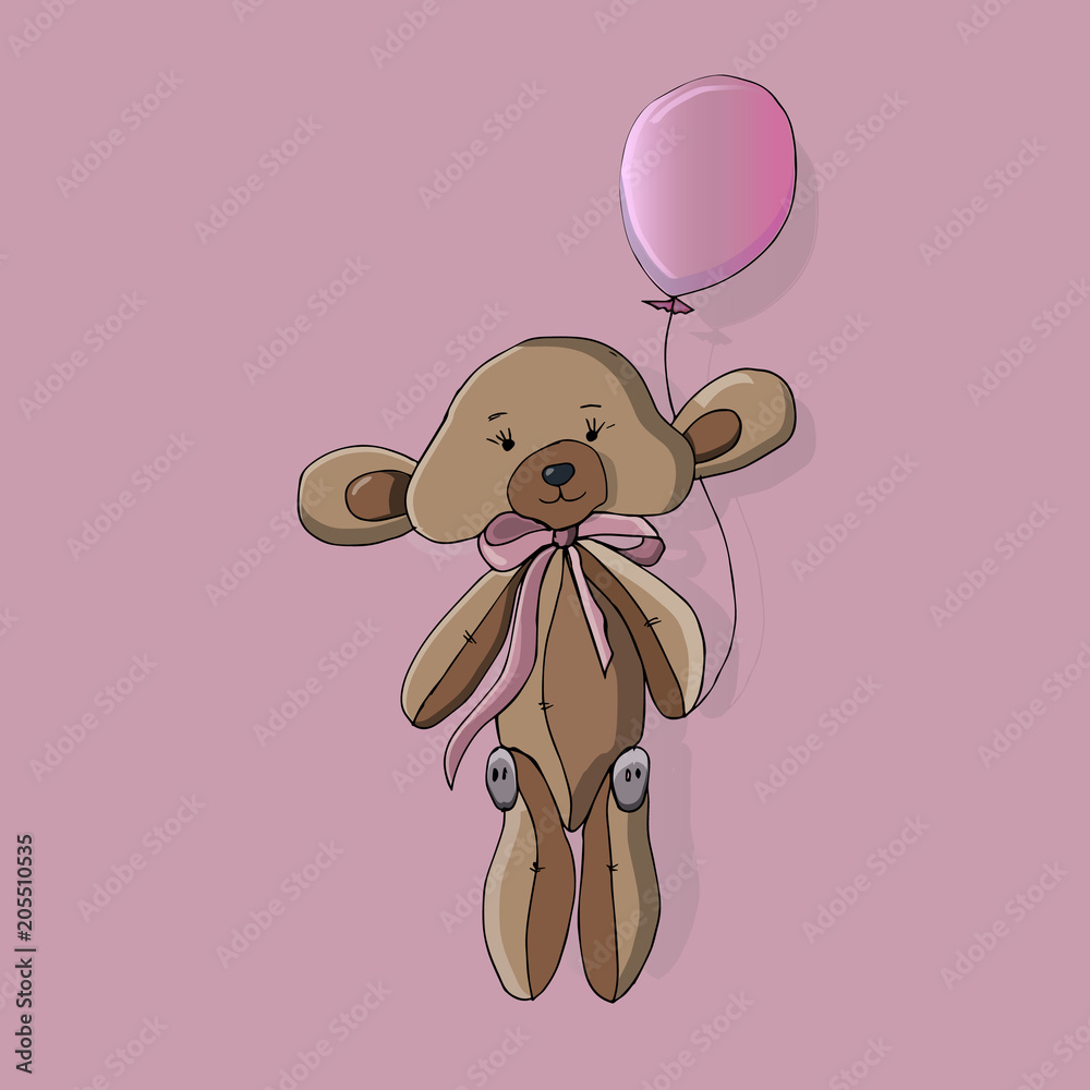 Cute traditional, retro style teddy bear character standing, smiling ...