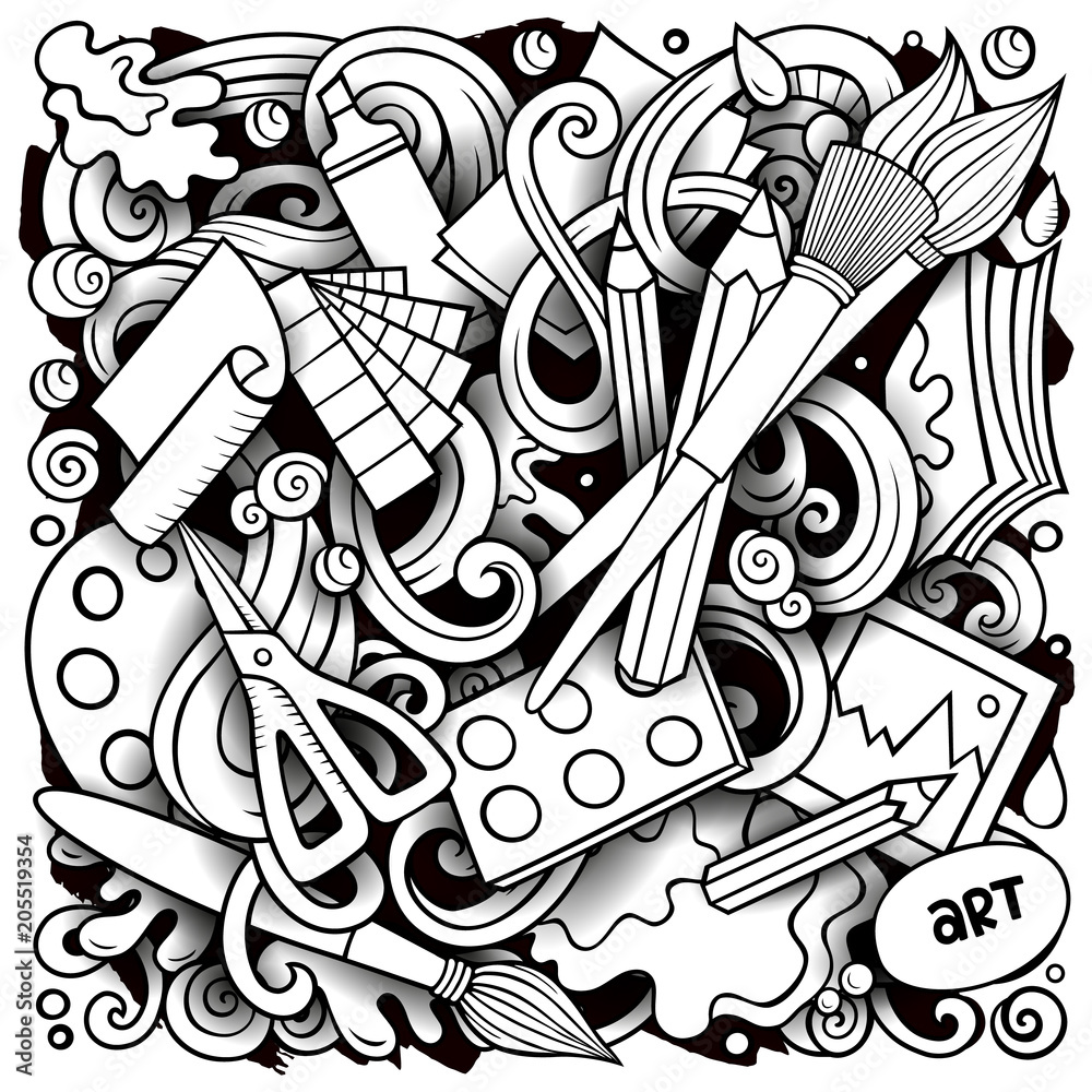 Cartoon vector doodles Art and Design illustration Stock Vector | Adobe ...