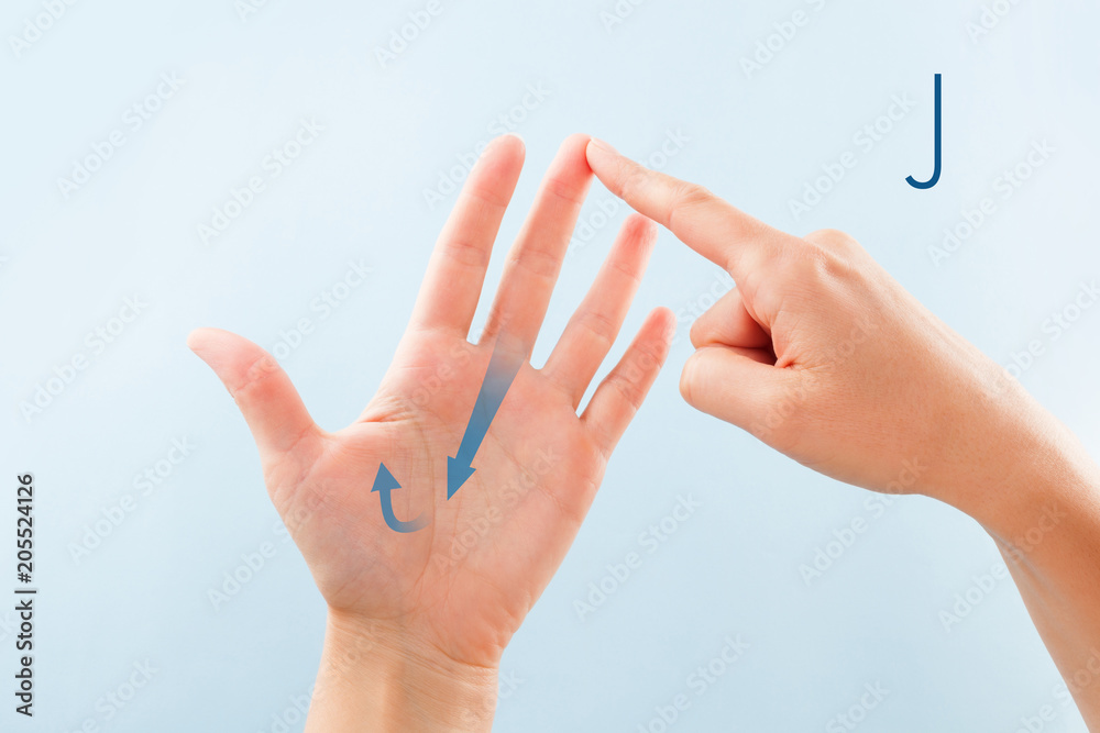 BSL Fingerspelling alphabet J. Stock Photo | Adobe Stock