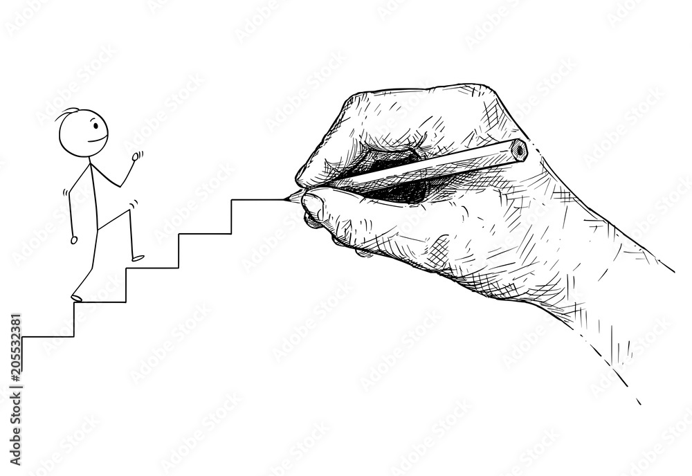 Stick Figure Walking Up Stairs