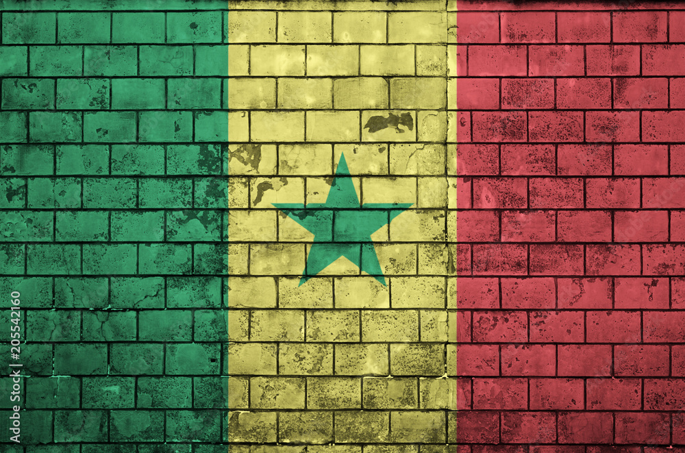 Senegal flag is painted onto an old brick wall Stock Photo | Adobe Stock
