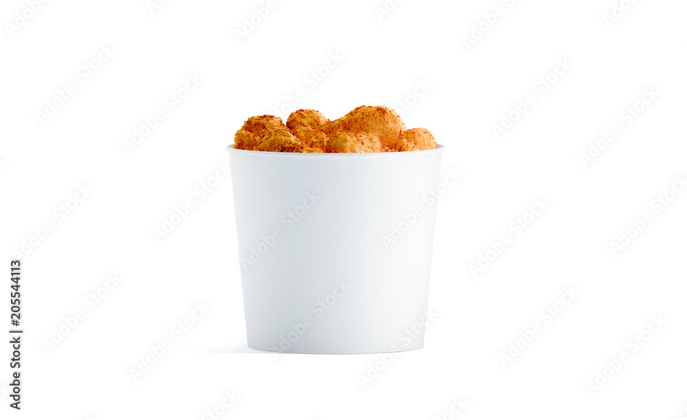 Blank white food bucket with chicken wings mockup isolated, 3d ...