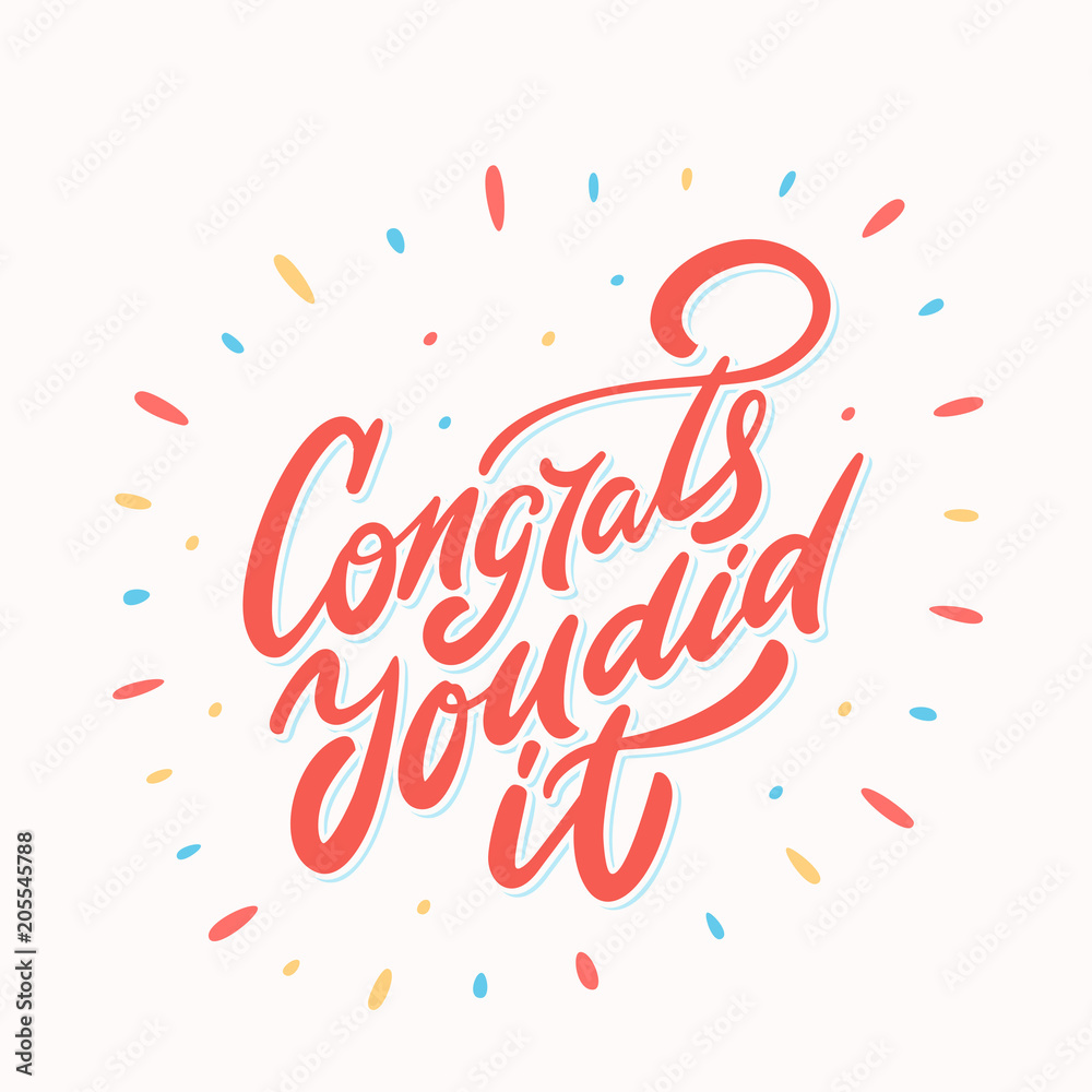Congrats. You Did It. Congratulations card. Stock Vector | Adobe Stock