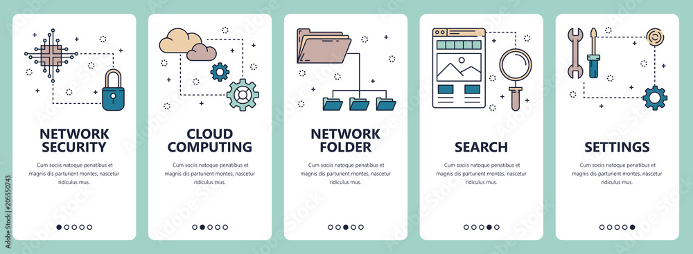 Vector line art web and mobile app template set Stock Vector | Adobe Stock