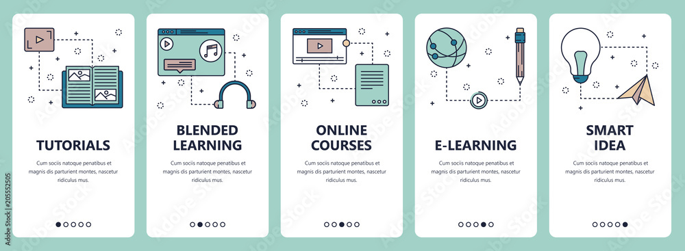 Vector line art web and mobile app template set Stock Vector | Adobe Stock