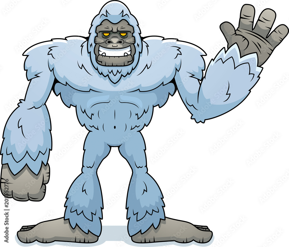 Cartoon Yeti Waving Stock Vector | Adobe Stock