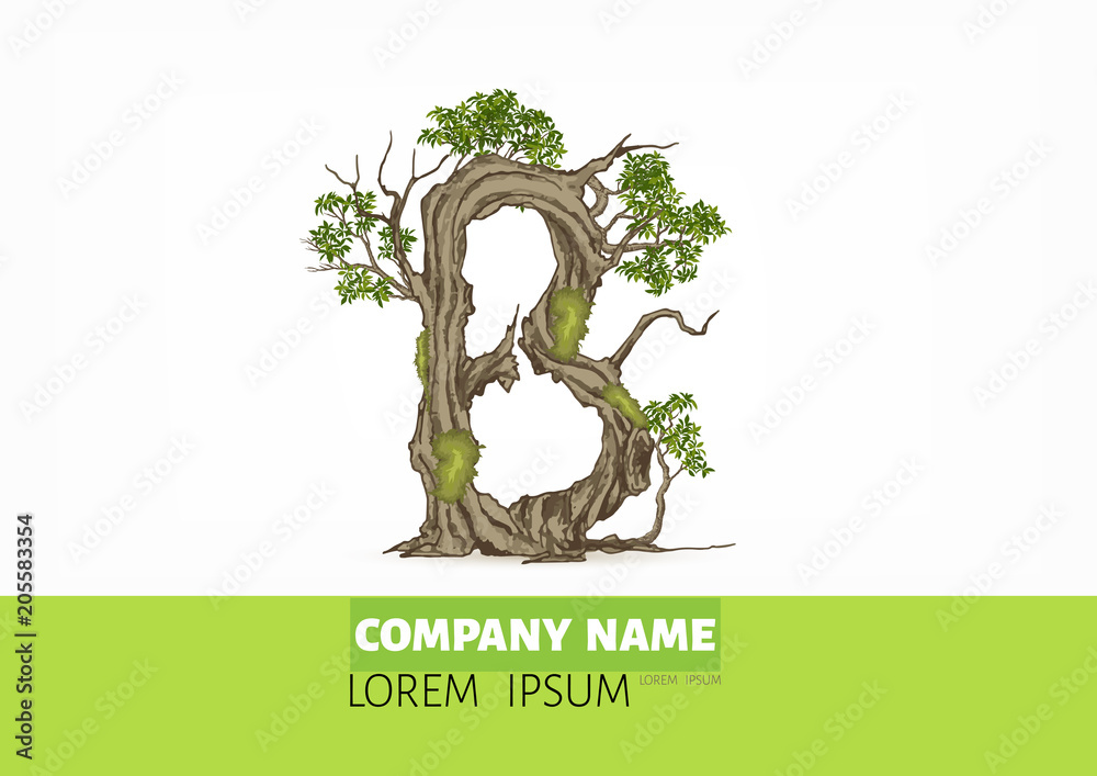 Tree font.Twisted tree in the shape of letter.Letter A B C vector ...