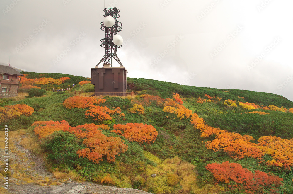 Daisetsuzan Asahidake Ropeway and Fall foliage in Hokkaido, Japan Stock ...