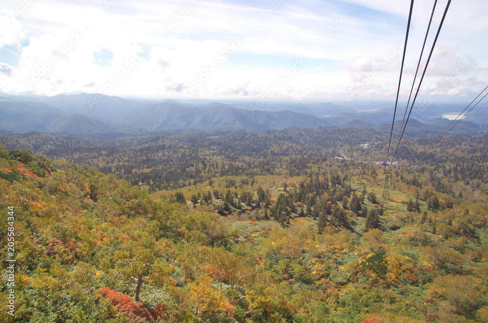 Daisetsuzan Asahidake Ropeway and Fall foliage in Hokkaido, Japan Stock ...