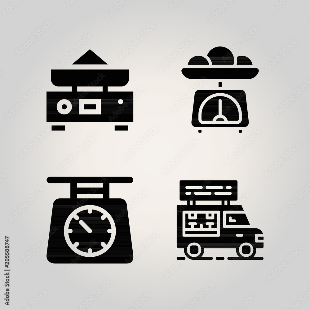 Filled food 4 vector icons set. food icon page symbol for your web site ...