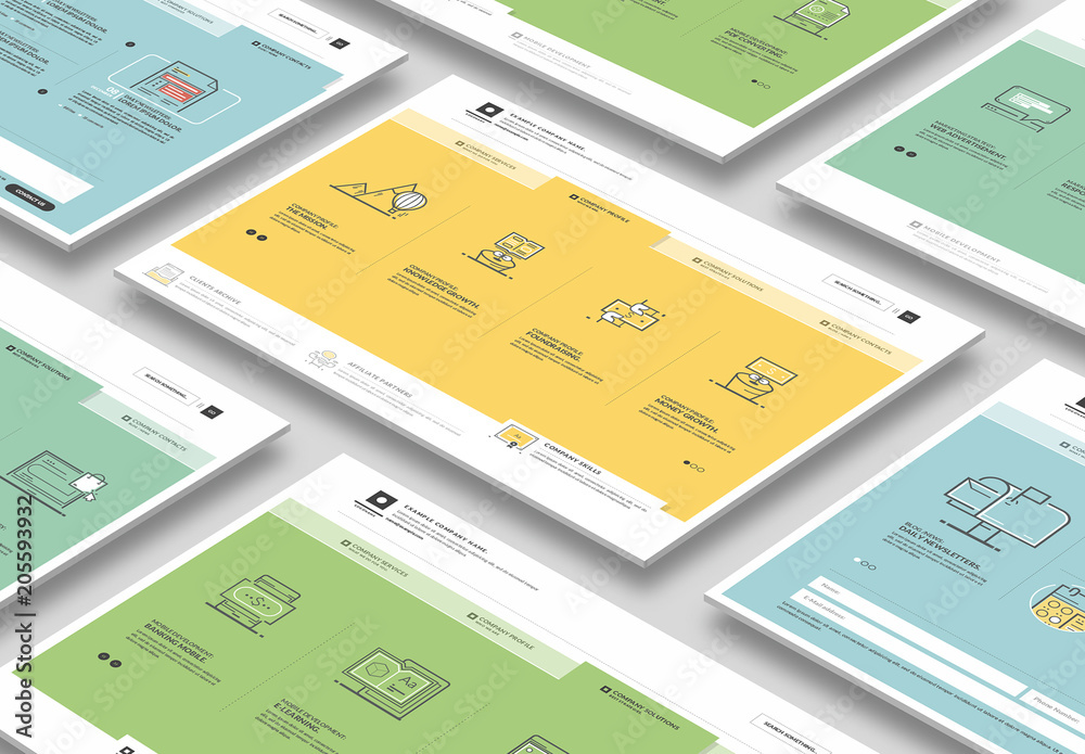 5 Square Website Layouts Stock Template | Adobe Stock
