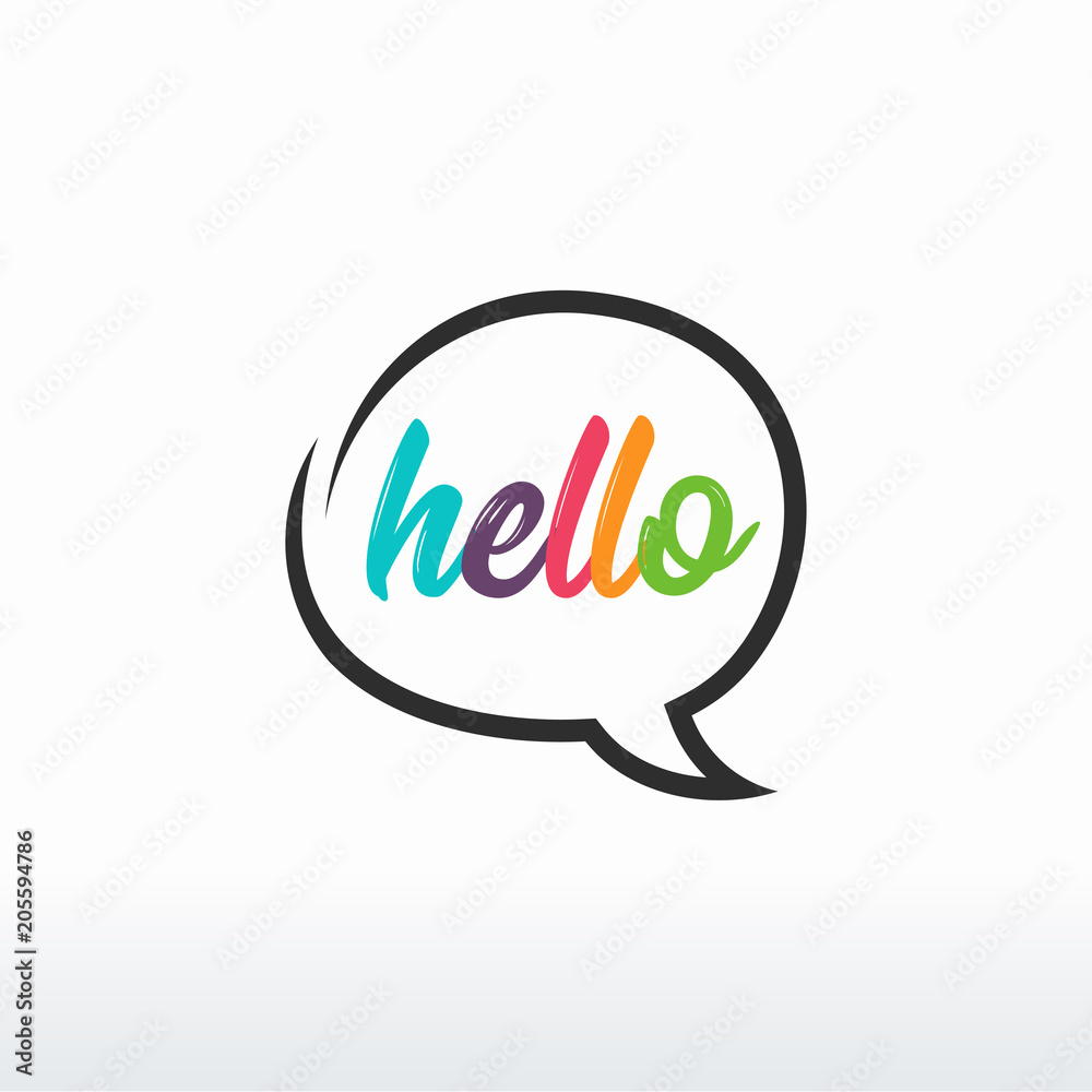 Hello simple greeting letter vector, Speech bubble with hello quote ...