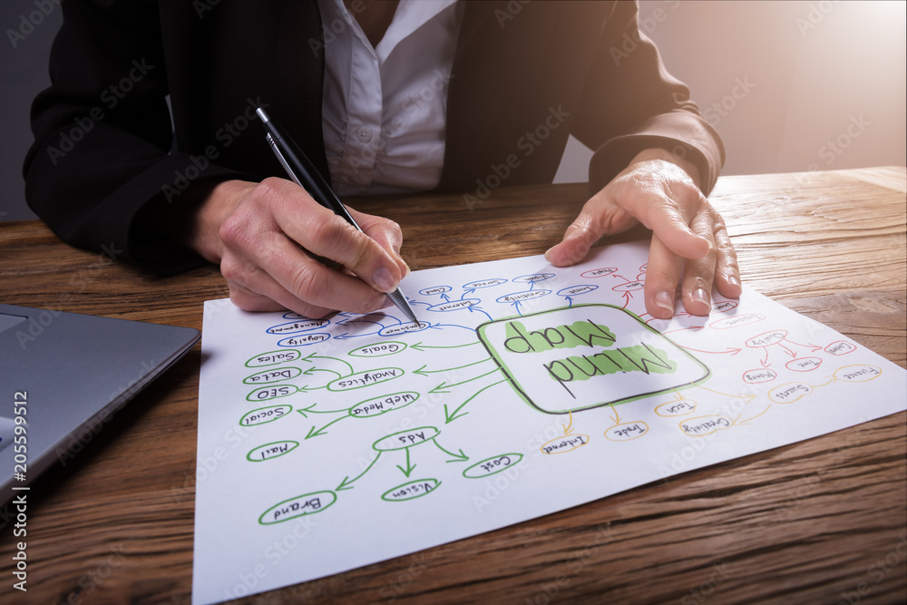 Businessperson Drawing Mind Map Stock Photo | Adobe Stock