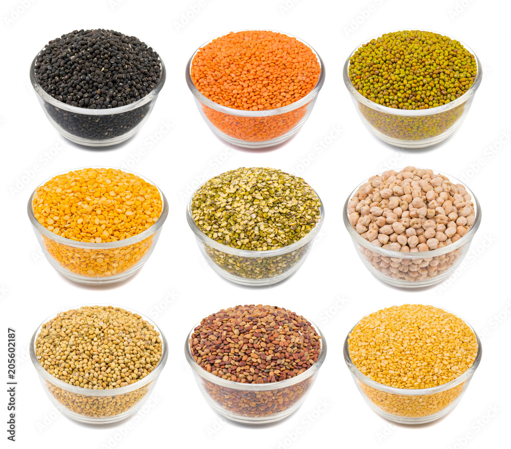 Collection of Various Seeds in Black Gram, Red Lentils, Masoor Dal ...