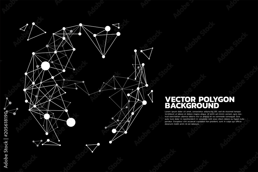Network polygon particle dot connect line build to sphere: Concept of ...