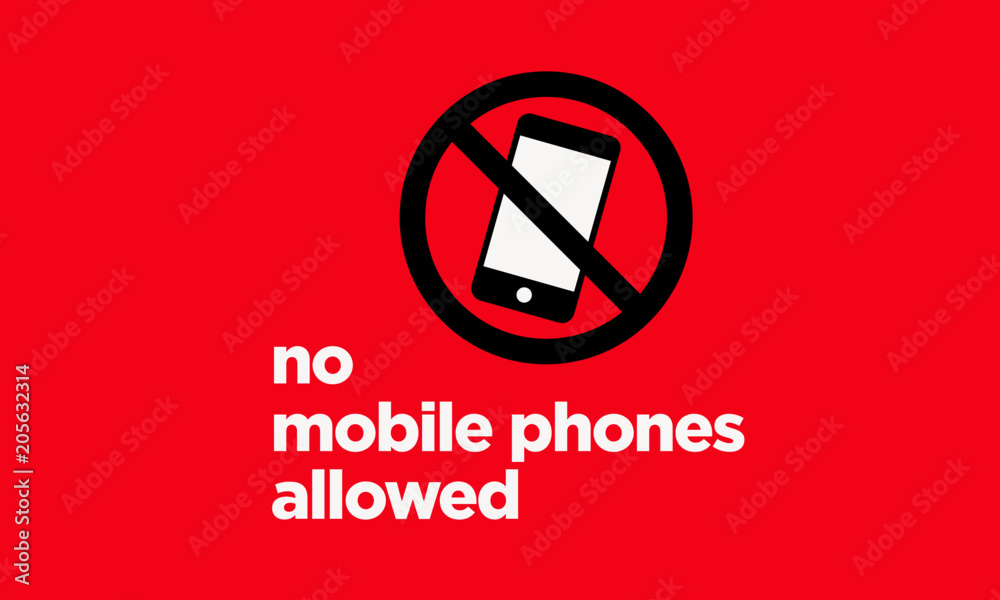 No Mobile Phones Allowed Sticker Sign in Flat Modern Style Design Stock ...