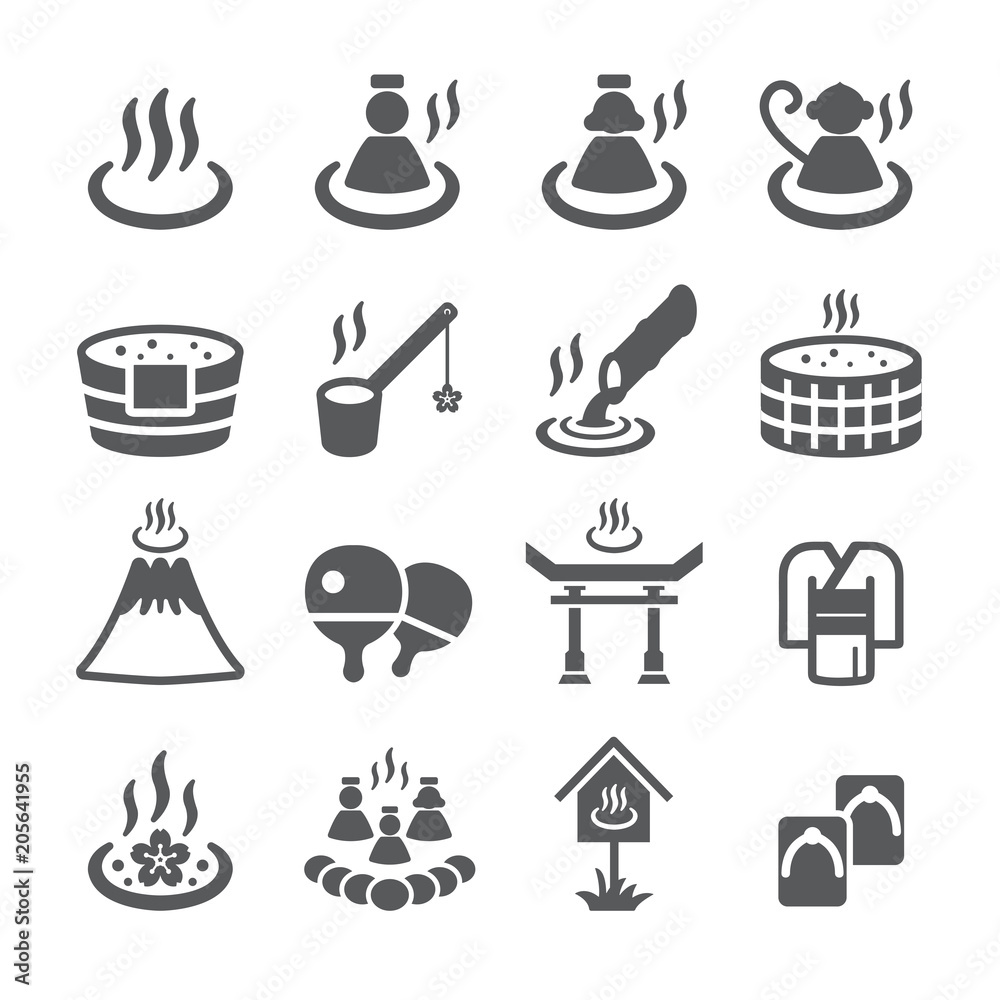 Onsen icon set Stock Vector | Adobe Stock