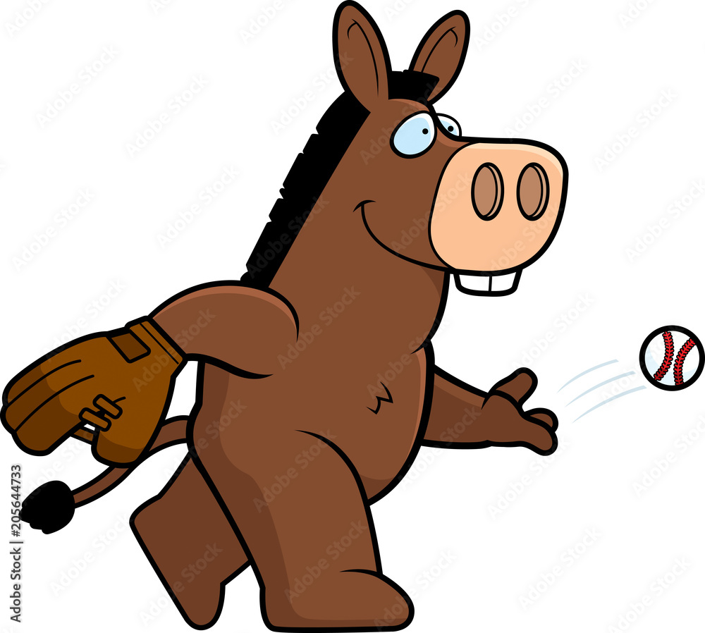Cartoon Donkey Baseball Stock Vector | Adobe Stock