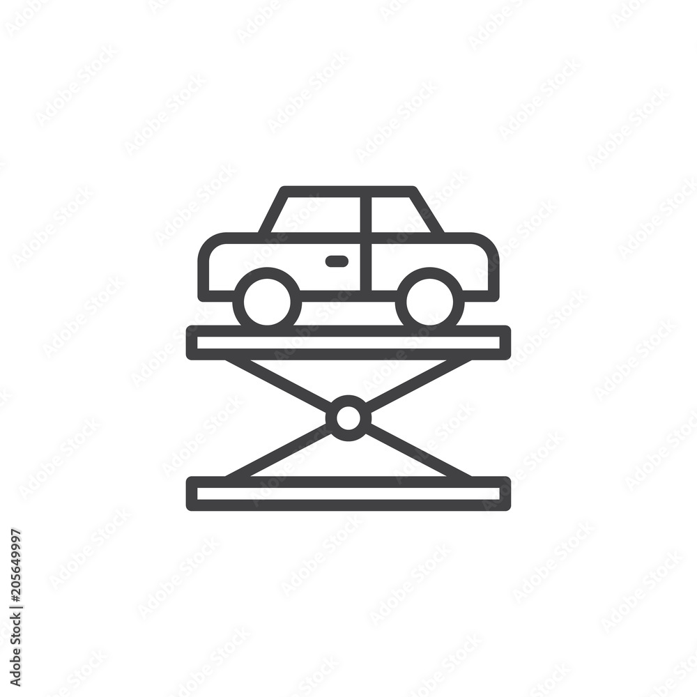 Car lift outline icon. linear style sign for mobile concept and web ...