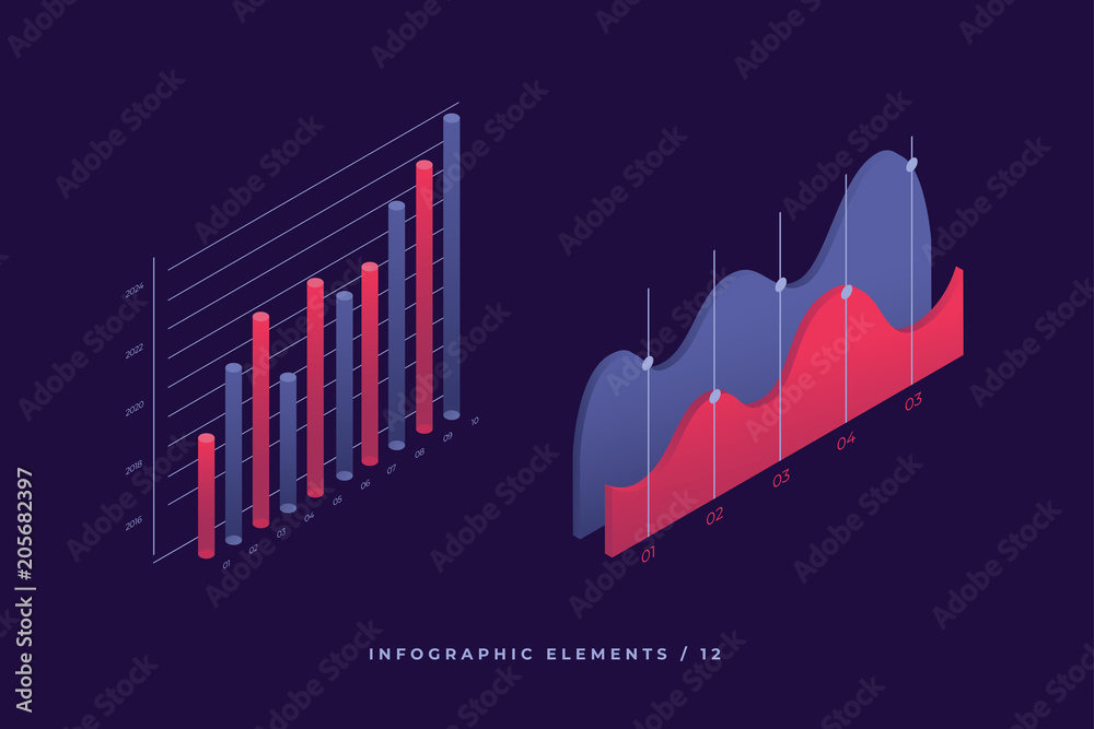 Infographic vector elements. Illustration of data financial graphs or ...
