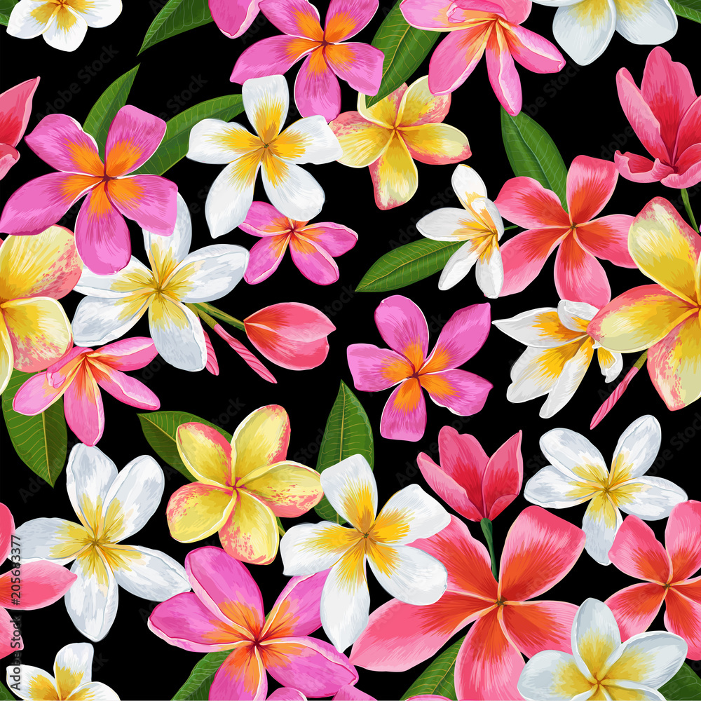 Seamless Tropical Flower Vector Pattern Background | Best Flower Site