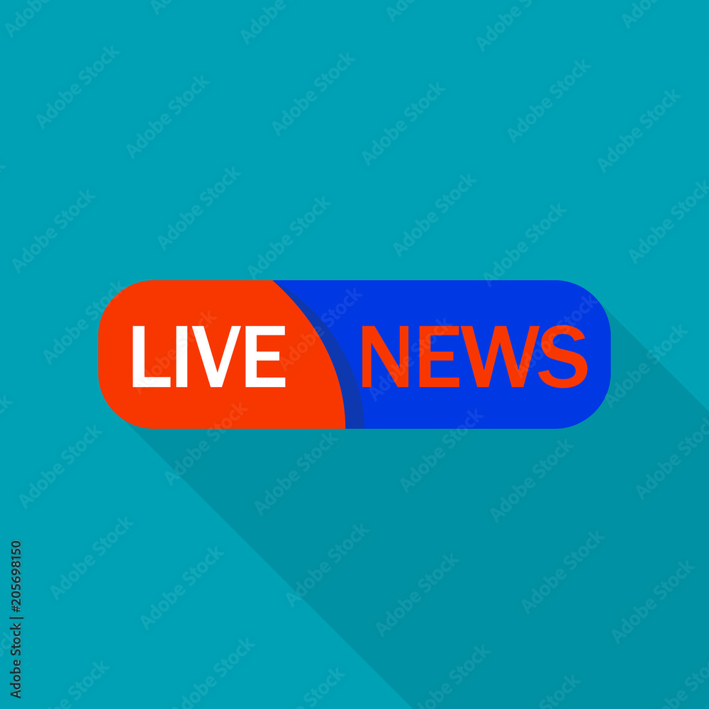 Red live news logo. Flat illustration of red live news vector logo for ...