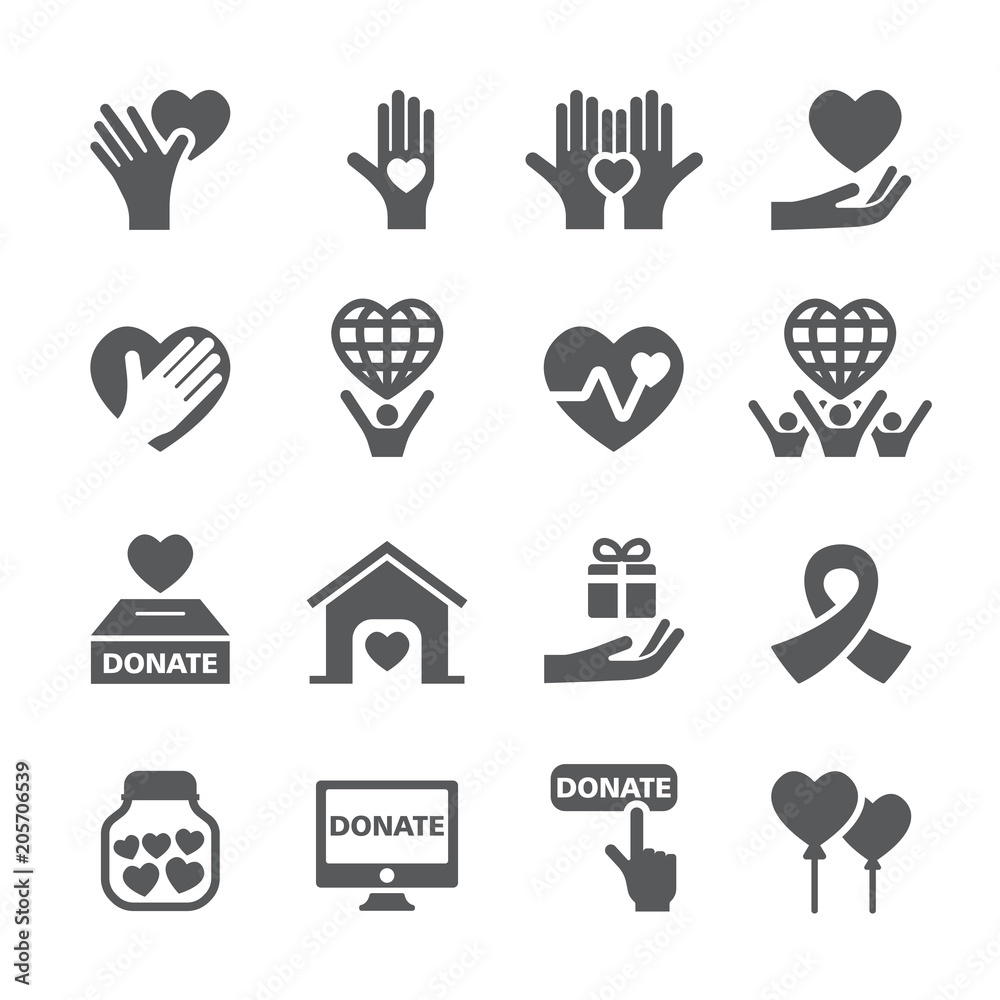 Charity icon set Stock Vector | Adobe Stock