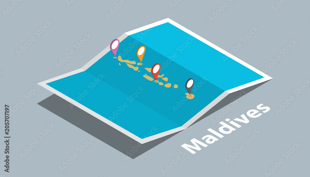 explore maldives maps with isometric style and pin marker location tag ...