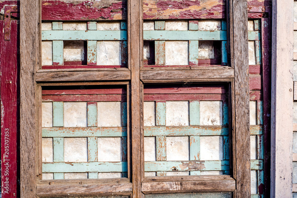 Capiz shell in wooden frame window Stock Photo | Adobe Stock