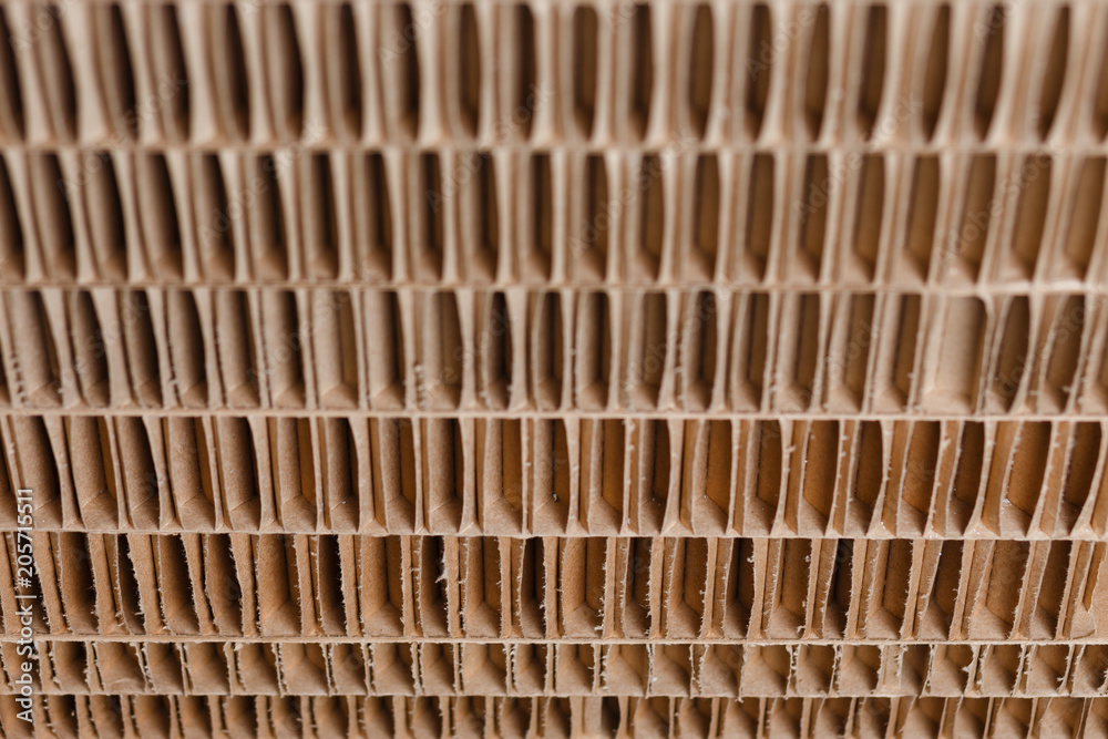 Stack of corrugated cardboard, cardboard texture сlose up Stock Photo ...