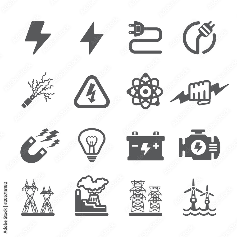 Electric icon set Stock Vector | Adobe Stock