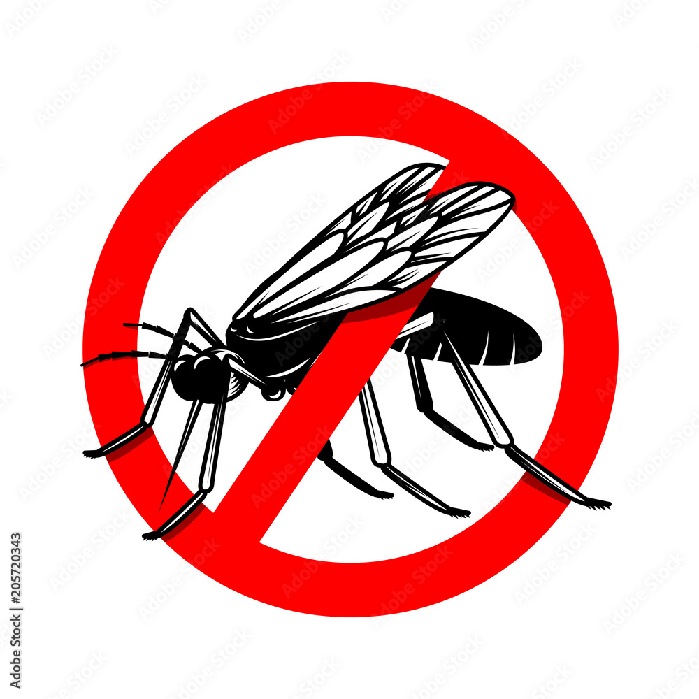 Mosquito danger sign template. Design element for poster, card, emblem ...