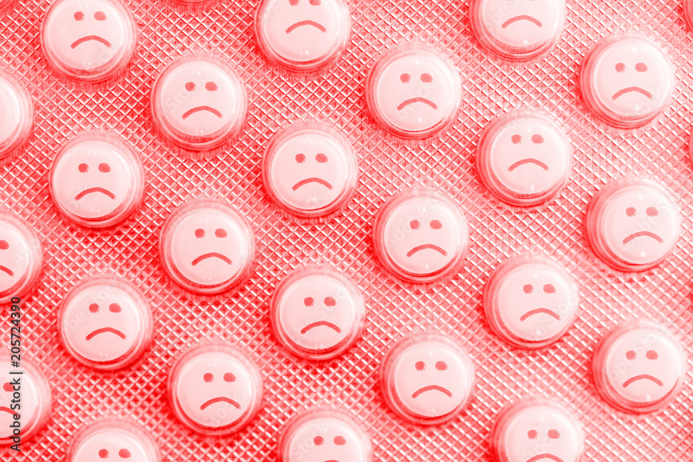 Sad face of pills Stock Photo | Adobe Stock