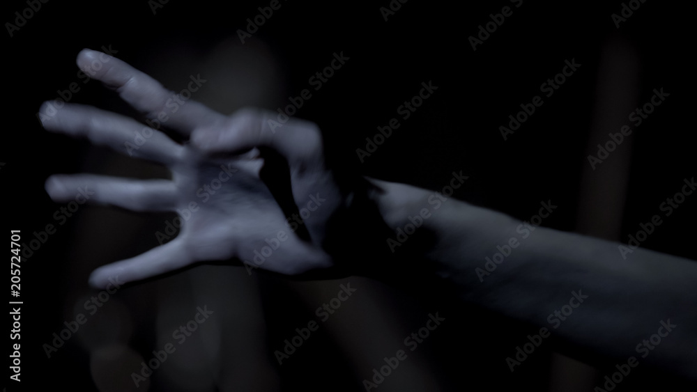 Hand of victim reaching out and asking for help, violence, kidnapping ...