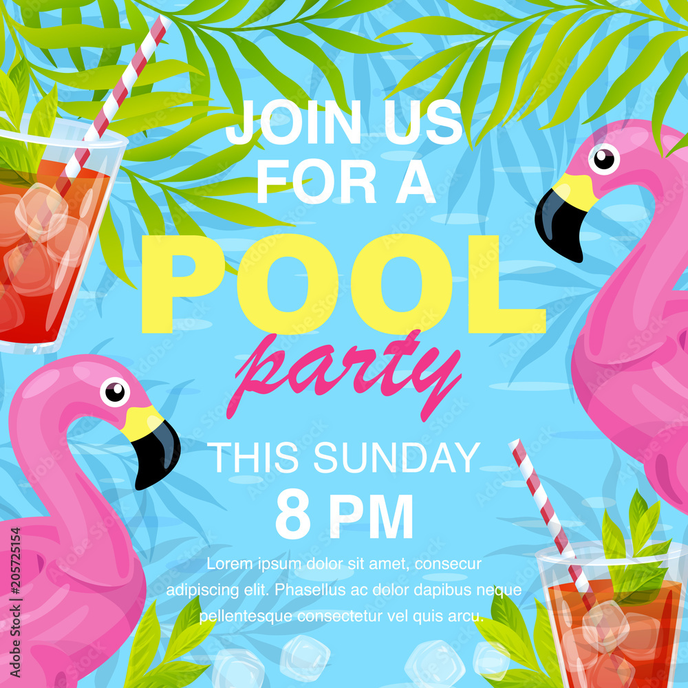 Vector pool party invitation design Stock Vector | Adobe Stock