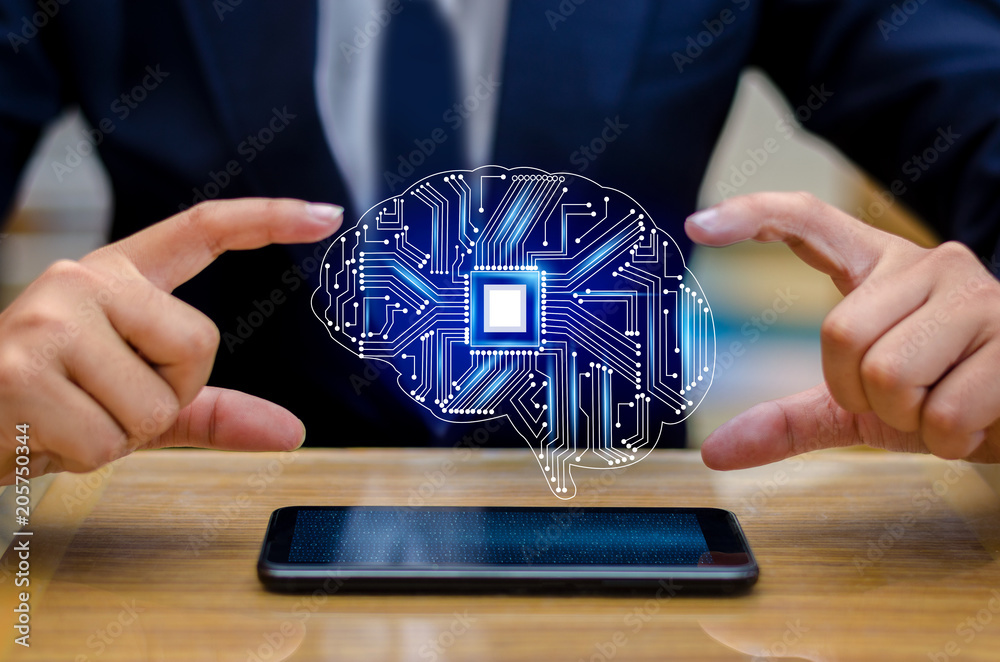 concept of thinking.background with brain CPU Mind series technology ...