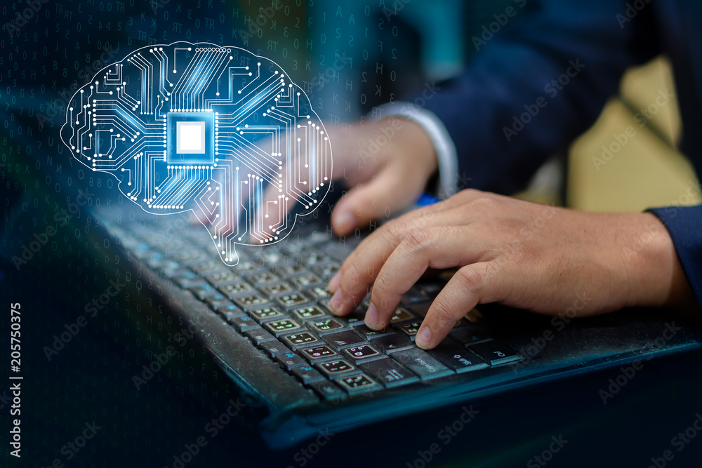 concept of thinking.background with brain CPU Mind series technology ...