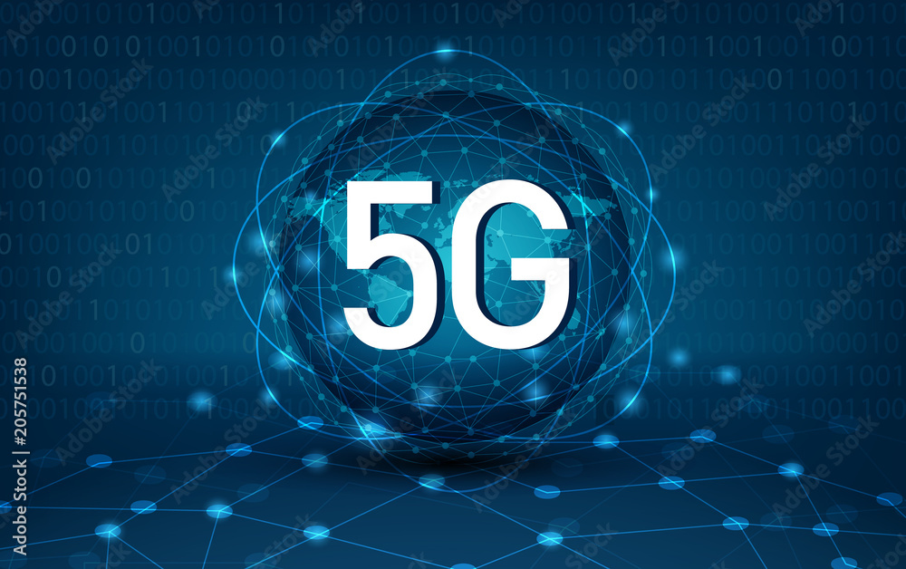 5g 4g network global Earth Communications network map of the world Blue ...