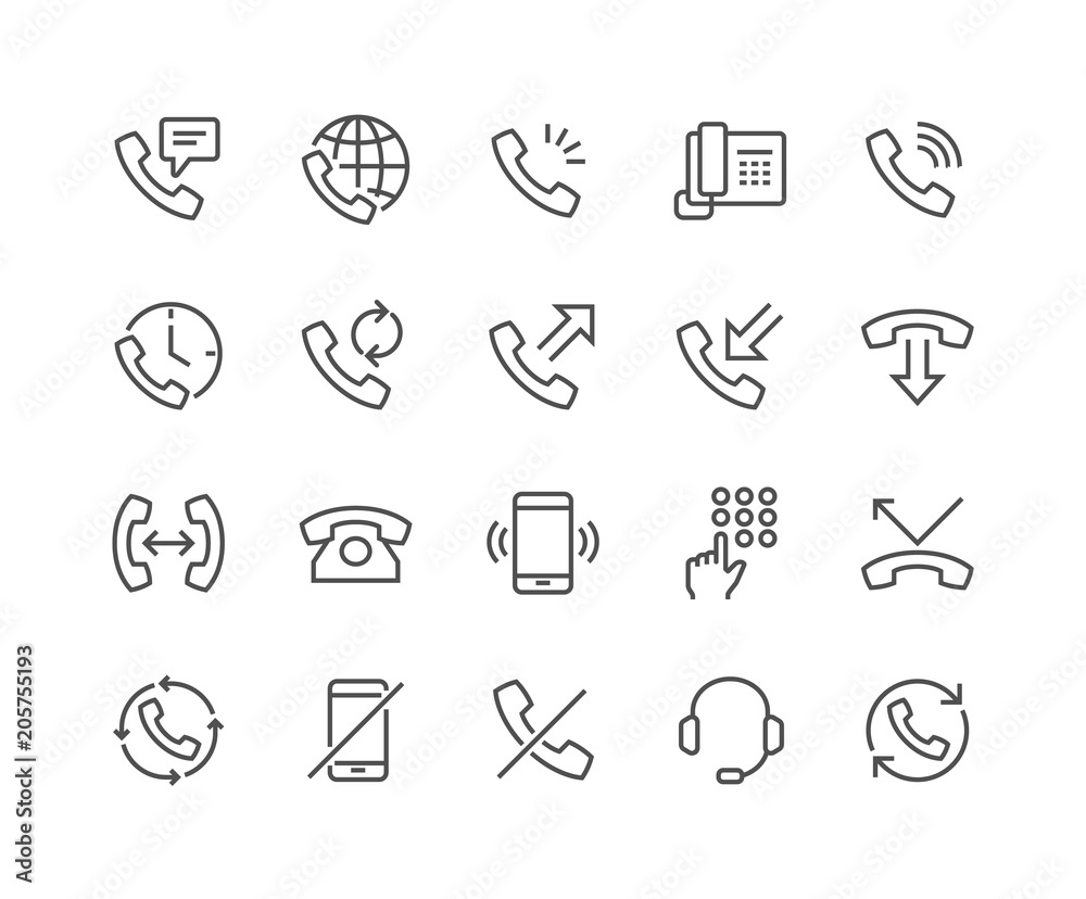 Line Phone Icons Stock Vector | Adobe Stock