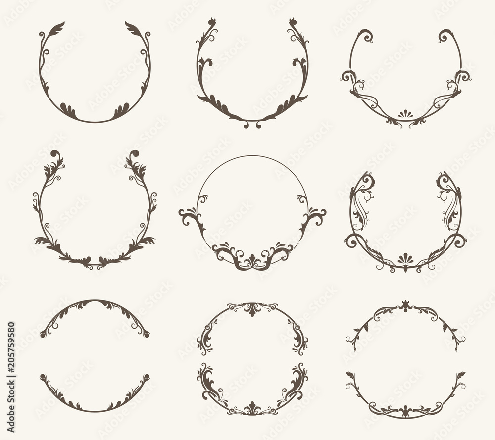 Vector set of border circle frame - vintage style Stock Vector | Adobe ...