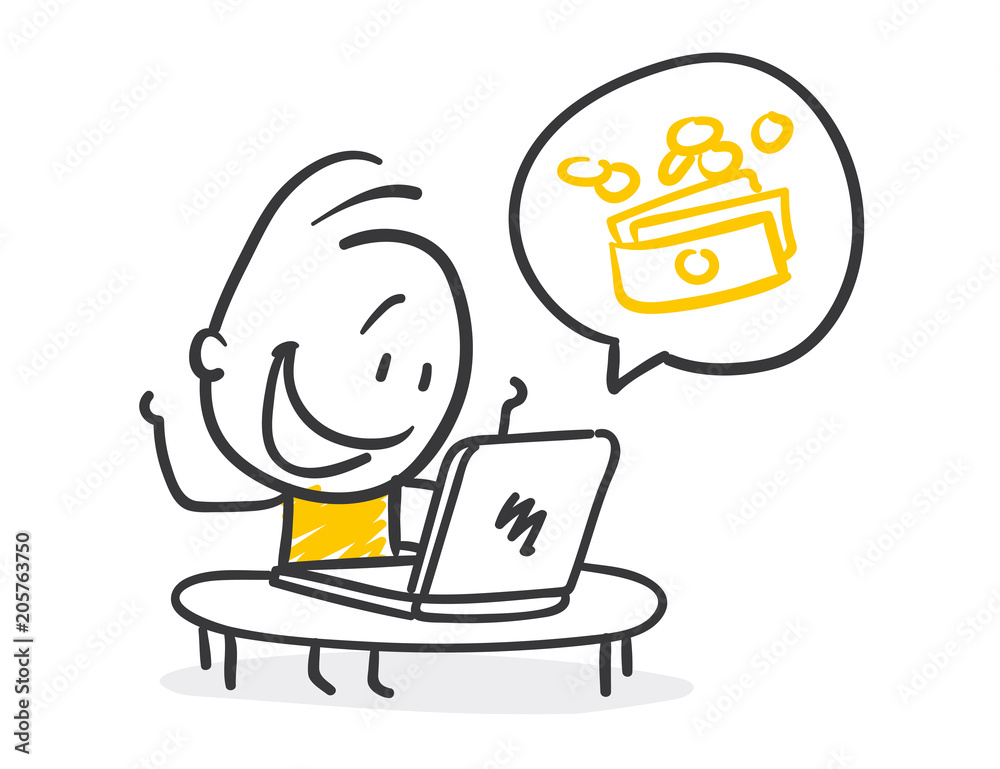 Strichfiguren / Strichmännchen: Finanzen, Online, Geld, verdienen. (Nr ...