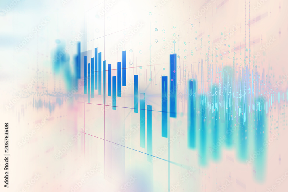 stock market investment graph with indicator and volume data. Stock ...